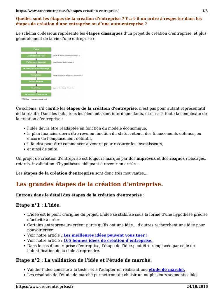 Créer son entreprise étape par étape | PDF | Plan d'affaires | Business