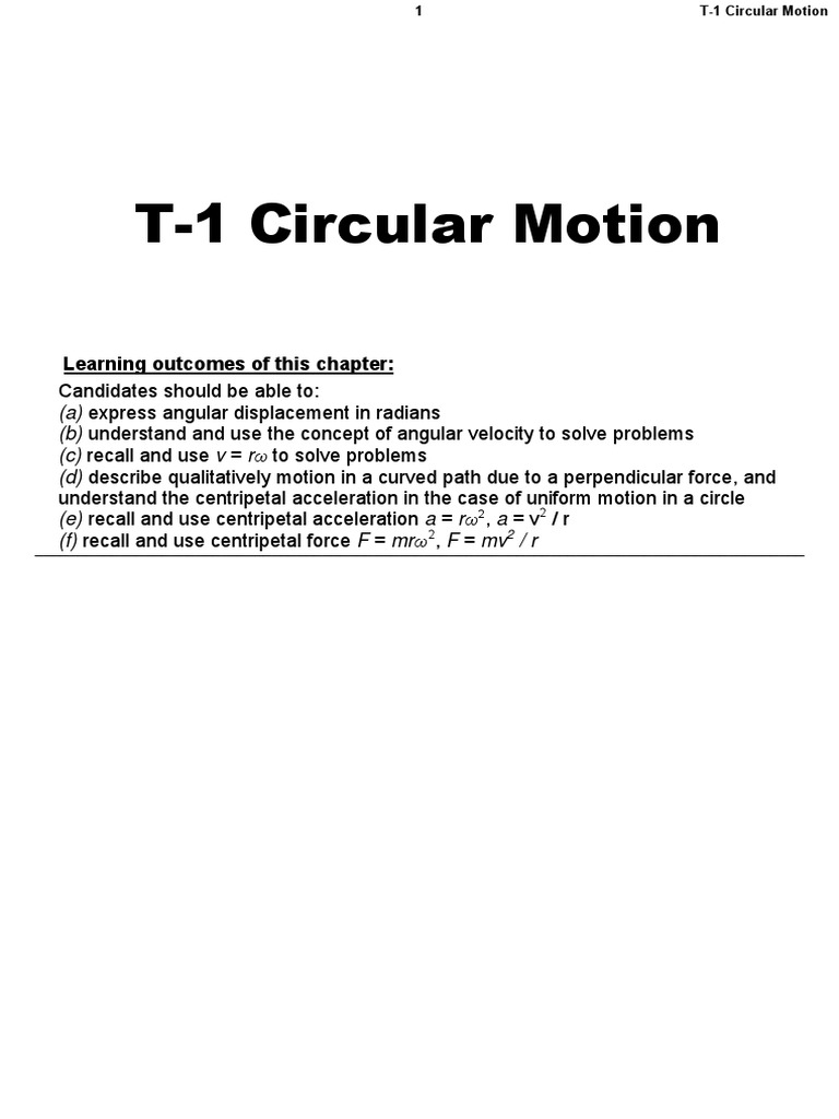 t1 Circualr Mtion A2 | PDF | Acceleration | Rotation Around A Fixed Axis