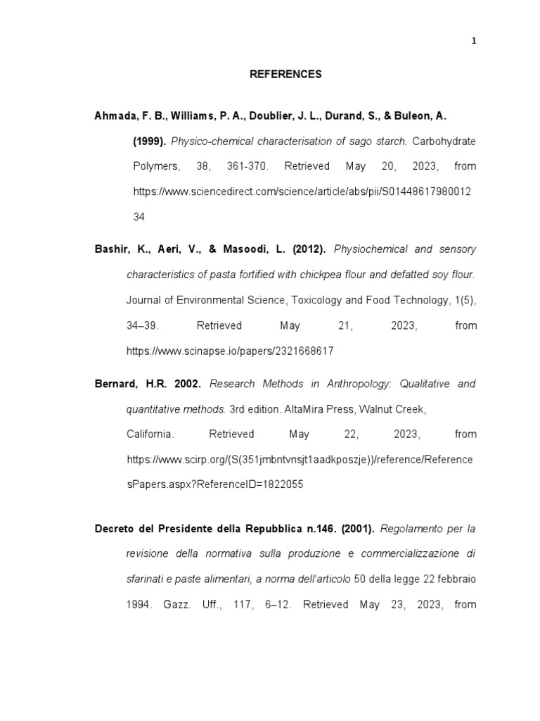 Thesis References | PDF | Pasta | Breads