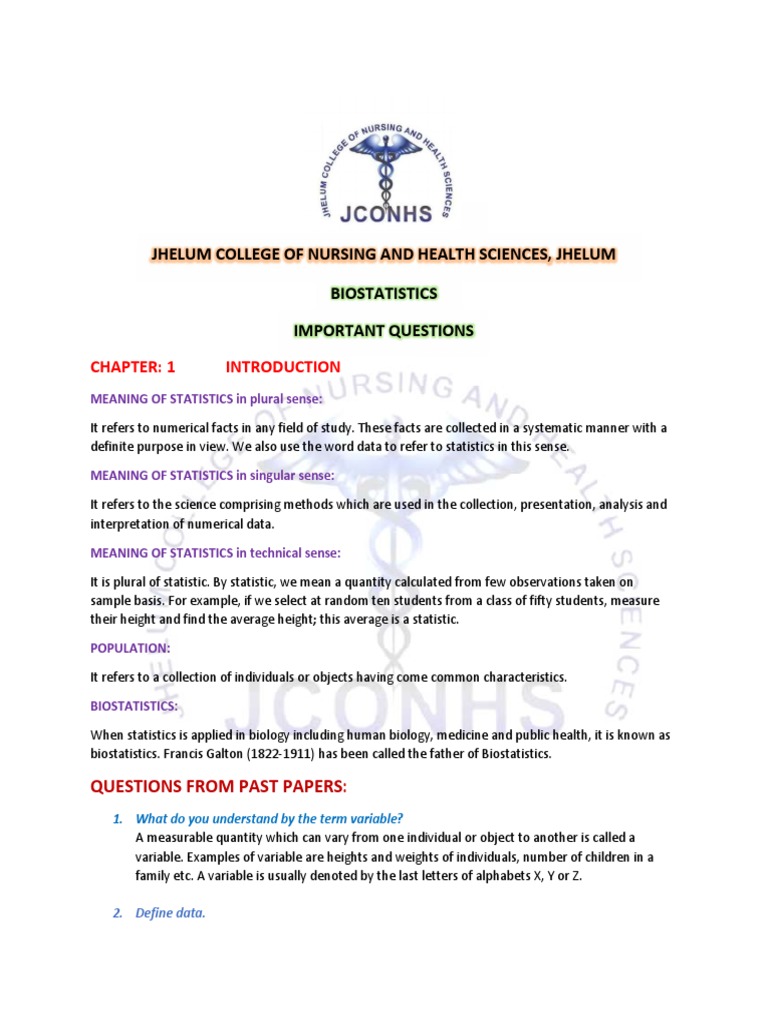Biostatistics Pdf Level Of Measurement Sampling Statistics