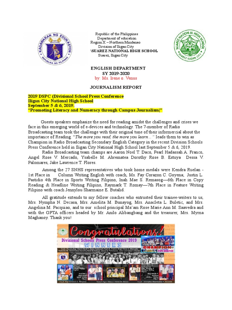 English Journalism Report | PDF