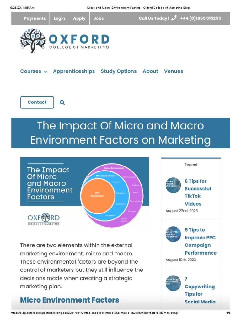Micro and Macro Environment in Marketing | PDF