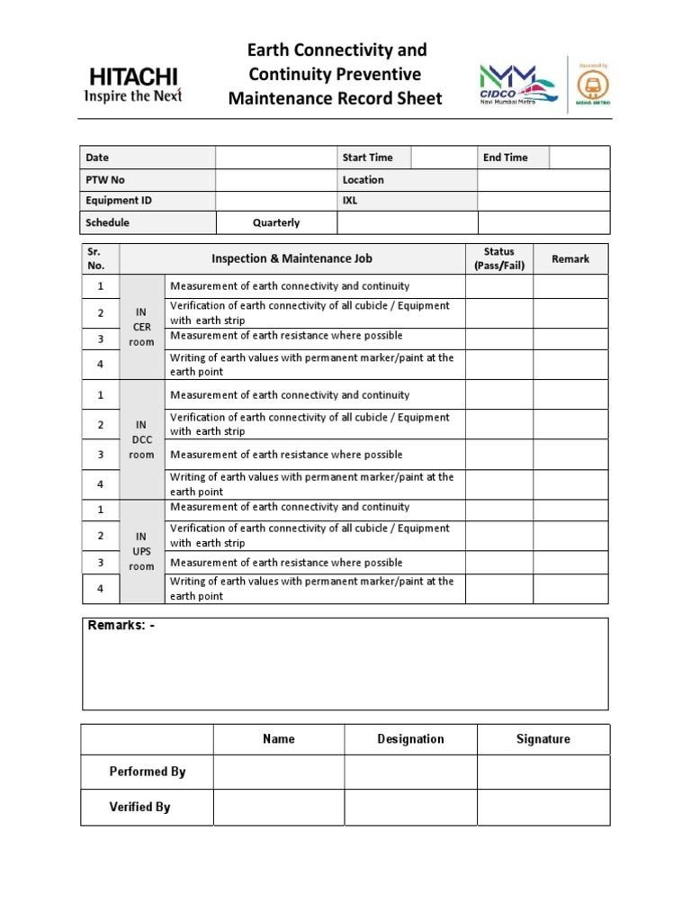 Earth Connectivity Maintenance Log | PDF