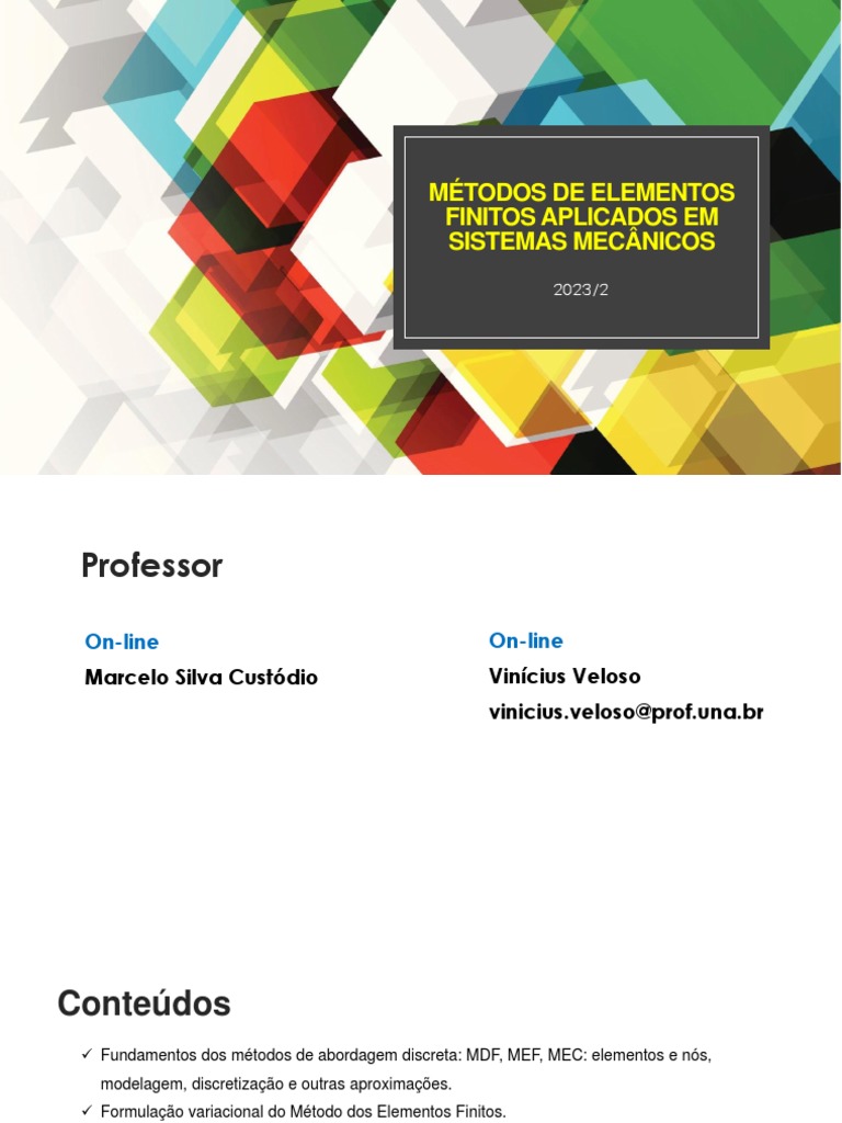 Aula 0 - MEF Aplicados em Sistemas Mecânicos | Download grátis PDF | Método dos elementos ...