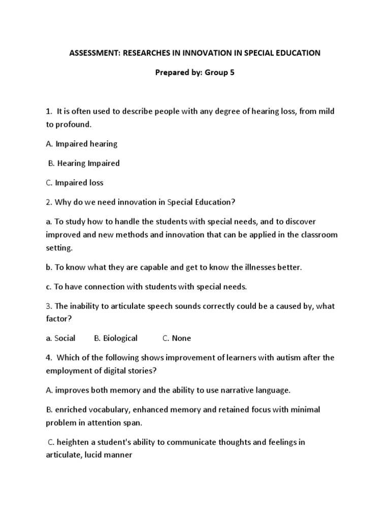 Group 5 - 15-Item Questions | PDF | Disability | Visual Impairment
