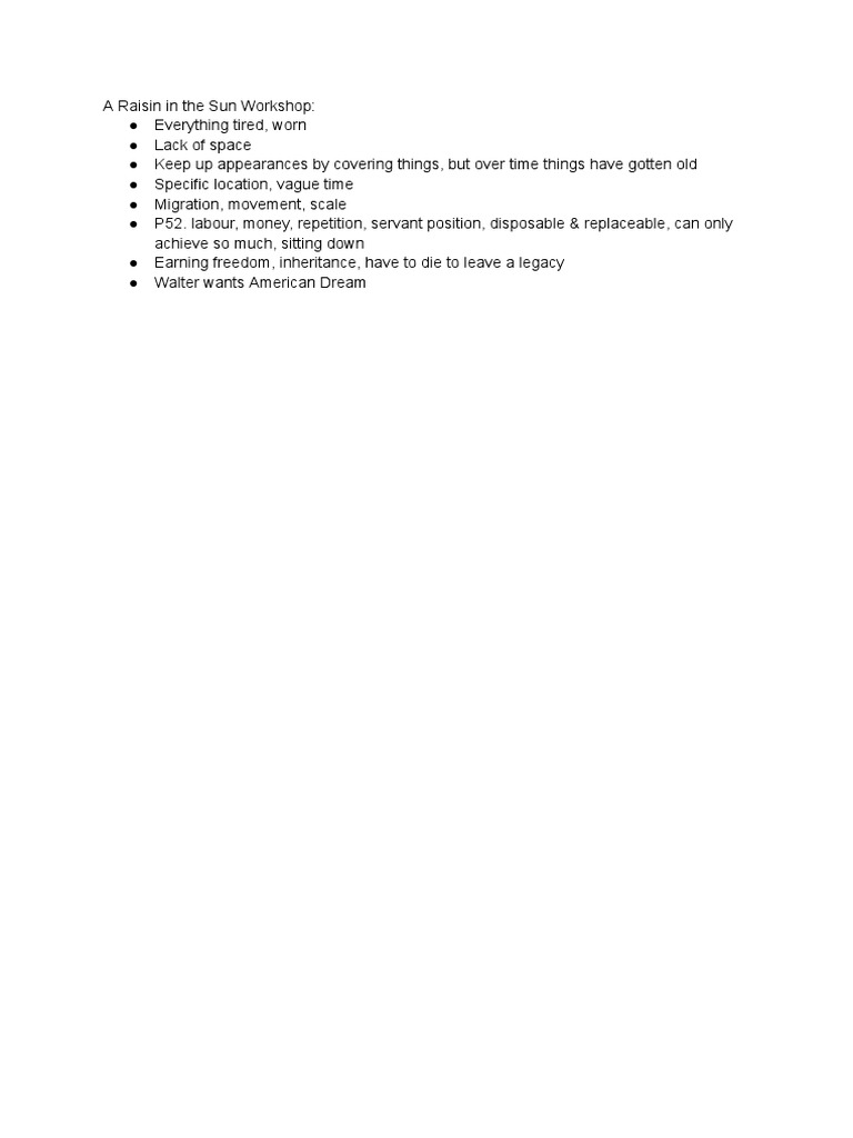 A Raisin in The Sun Notes | PDF
