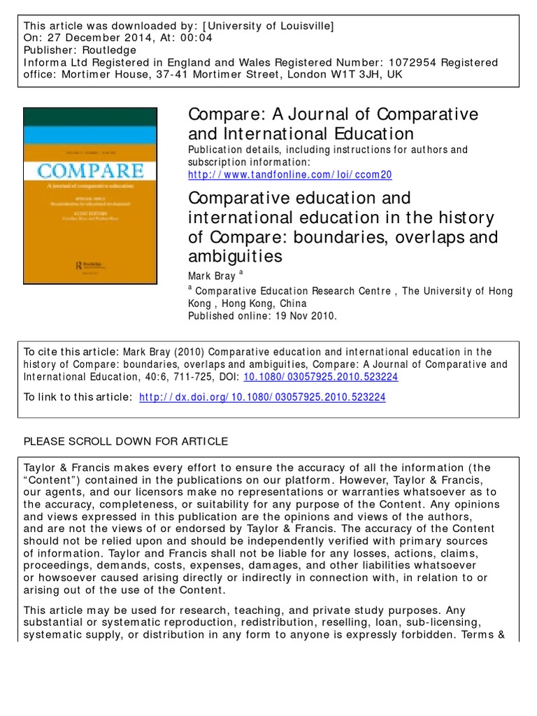 Comparative vs. International Education | PDF