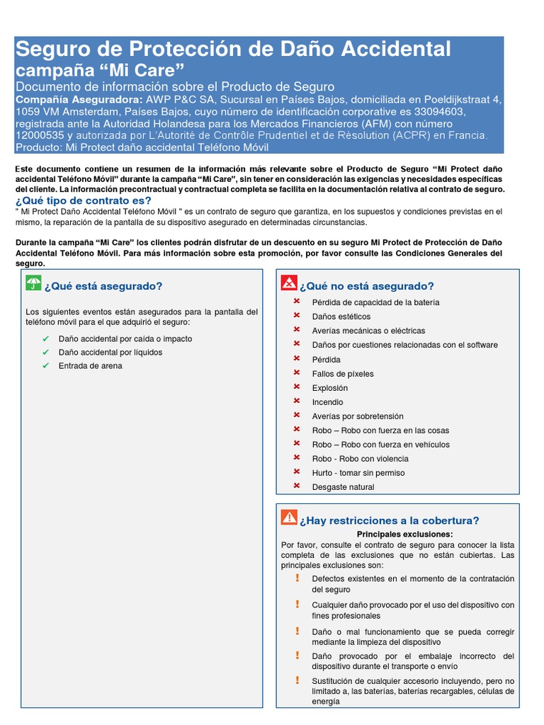 IPID-AD | PDF | Seguro | Póliza de seguros
