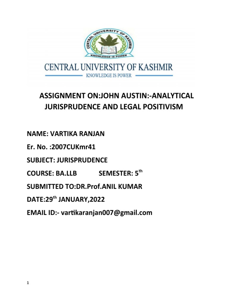 Jurisprudence Assignment On John Austin | PDF