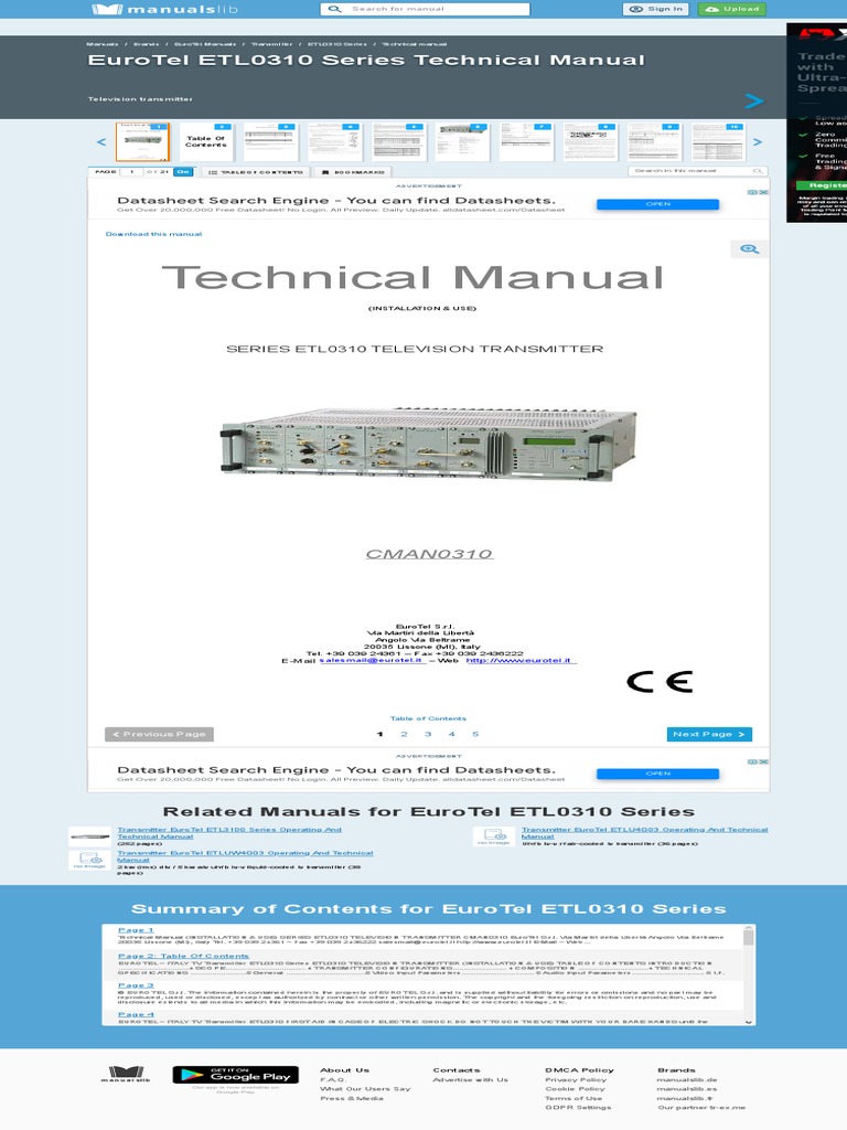 EUROTEL ETL0310 SERIES TECHNICAL MANUAL PDF Download - ManualsLib | PDF