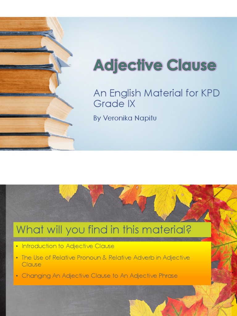 Adjective Clause | PDF | Adjective | Subject (Grammar)