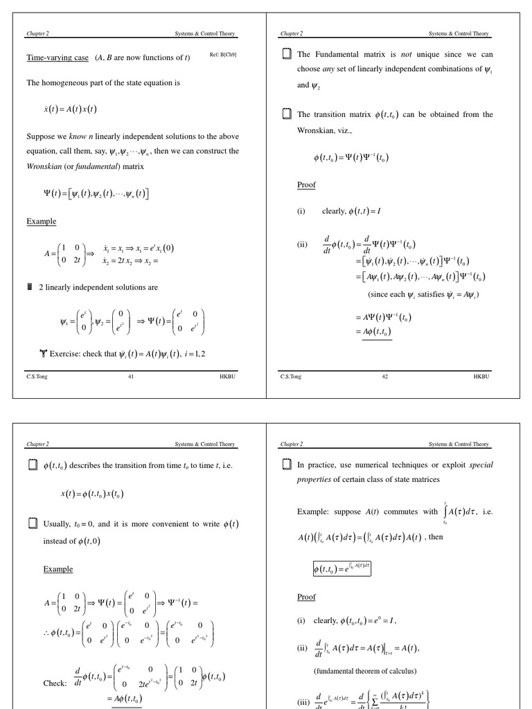 XT Atxt TT: Systems & Control Theory Systems & Control Theory | PDF | Eigenvalues And ...
