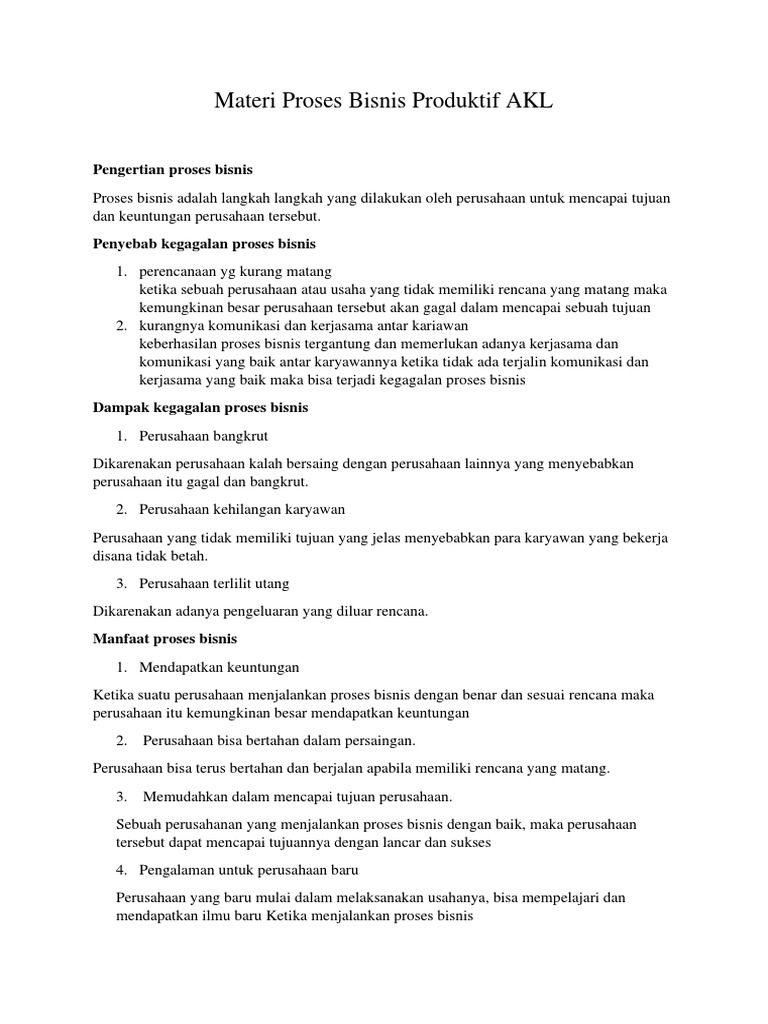 Materi Proses Bisnis Produktif AKL | PDF