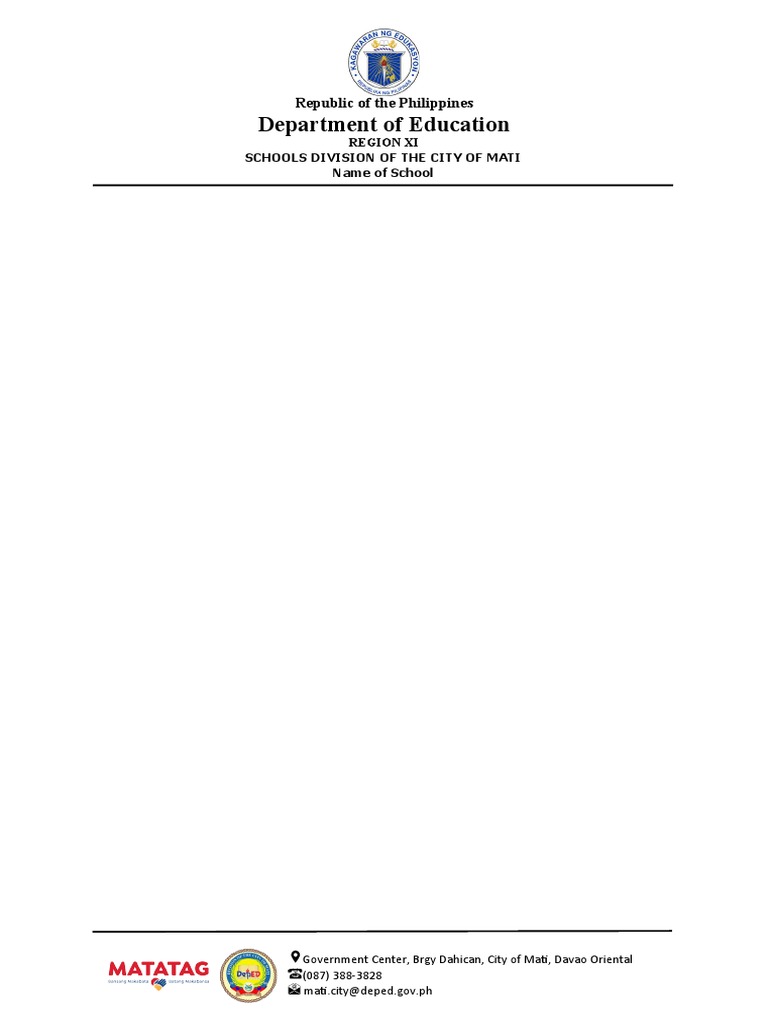 Matatag Letter Head School | PDF