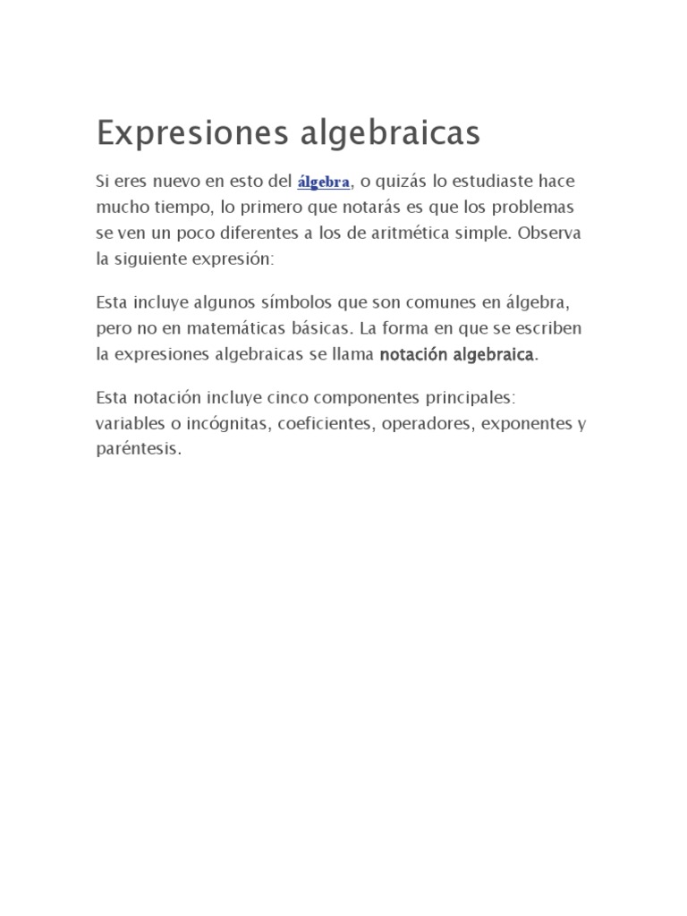 Introducción al Álgebra Básica | PDF | Álgebra | Variable (Matemáticas)