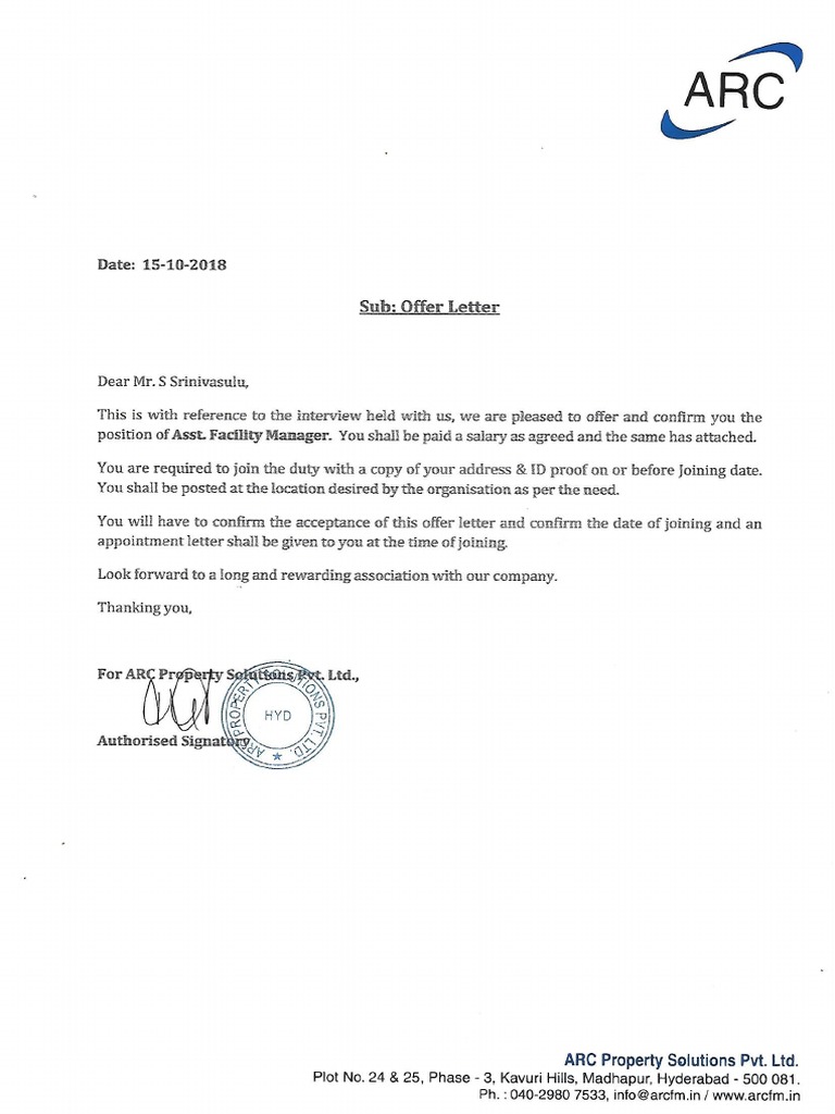 Offer Letter | PDF