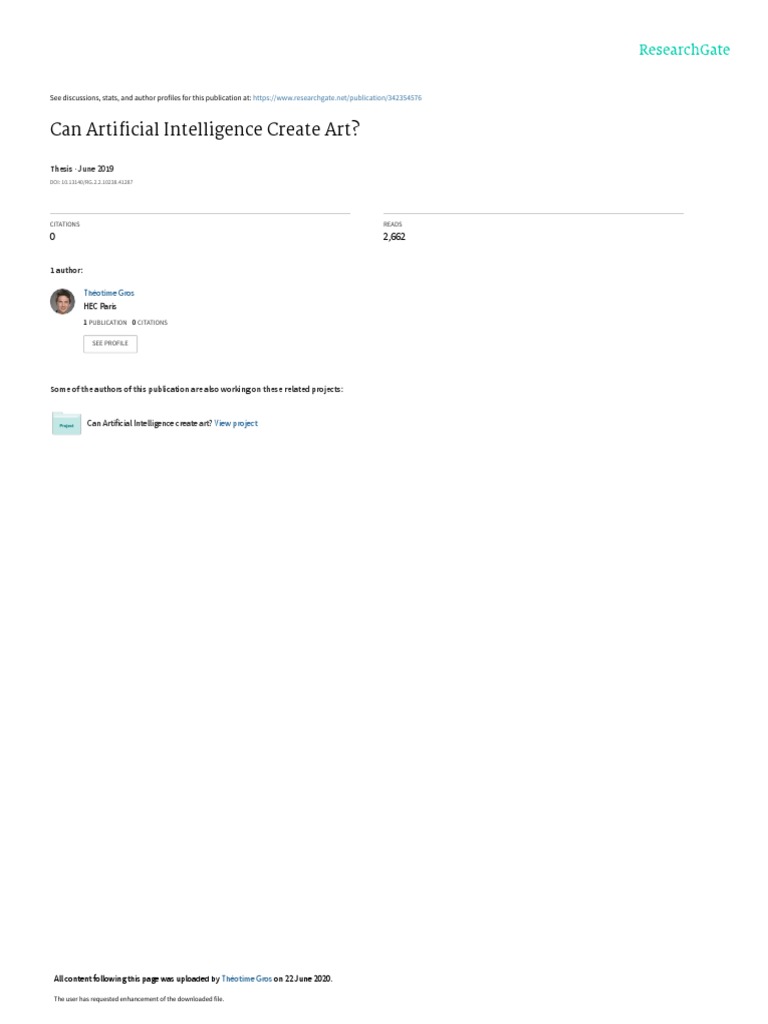 Can Artificial Intelligence Create Art, de Théotime Gros | PDF | Artificial Intelligence ...