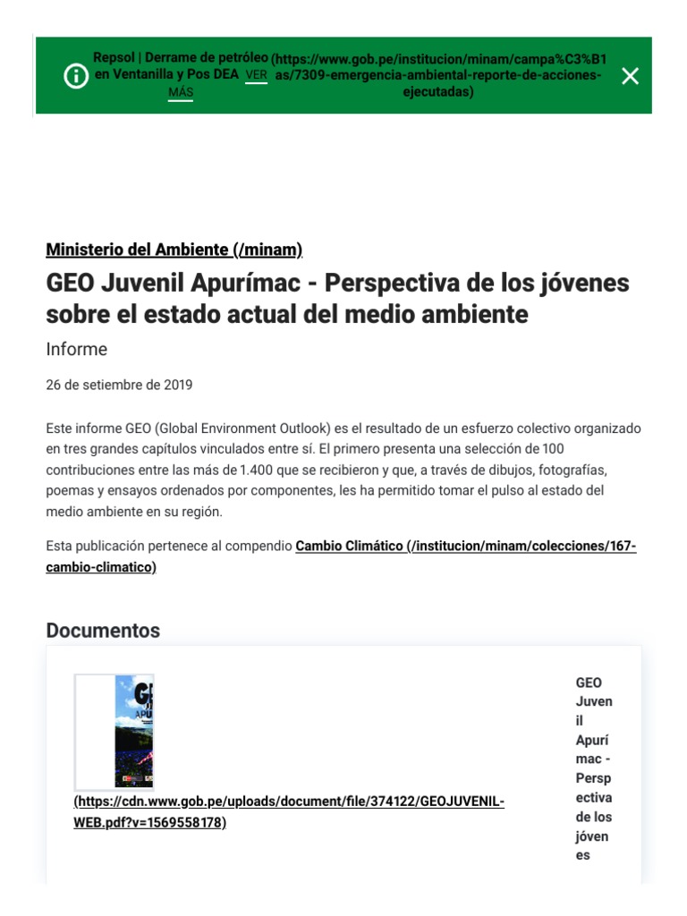 GEO Juvenil Apurímac - Perspectiva de los jóvenes sobre el estado actual del medio ambiente ...