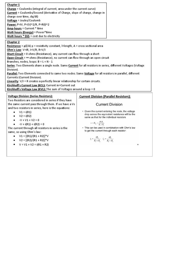 Circuit Analysis Study Guide - Cheat-Sheet | Download Free PDF | Ac Power | Operational Amplifier