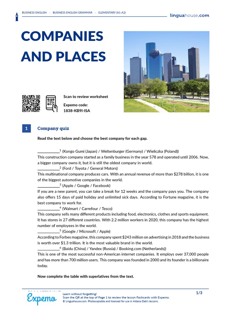 Companies and Places British English Student Ver2 | PDF | Linguistics