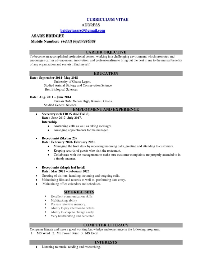 Bridget's CV | PDF