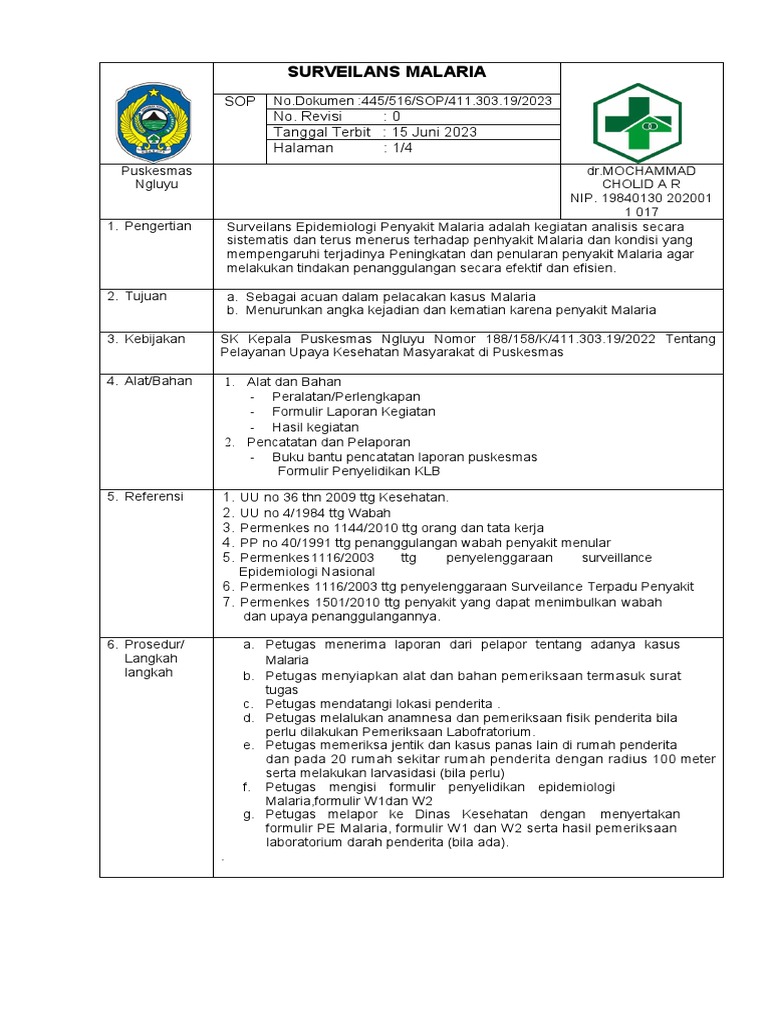 Sop Se Malaria | PDF