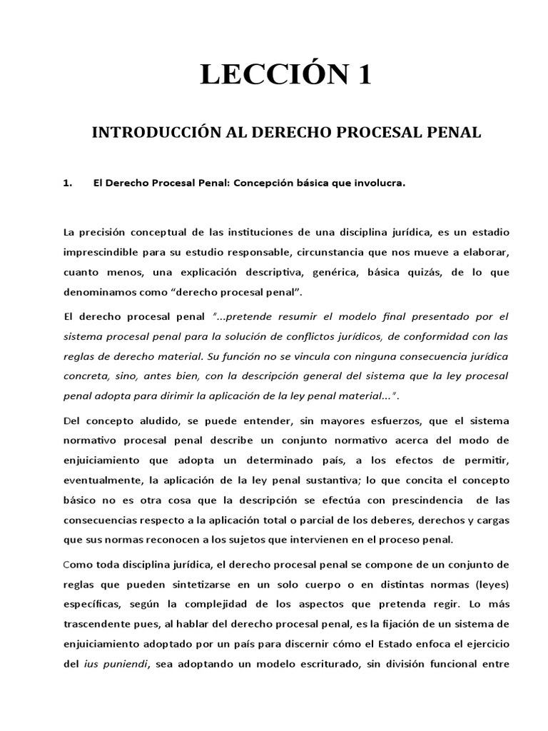 Introducción al Derecho Procesal Penal | PDF | Derecho penal | Ley procesal