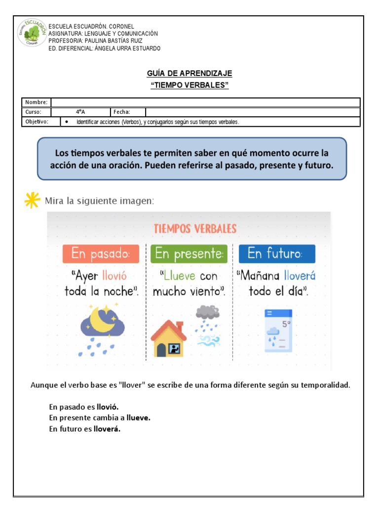 Tiempos Verbales 4° | PDF