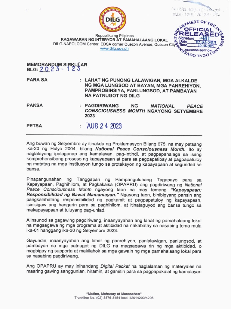 MC 2023-123 - Celebration of National Peace Consciousness Month ...