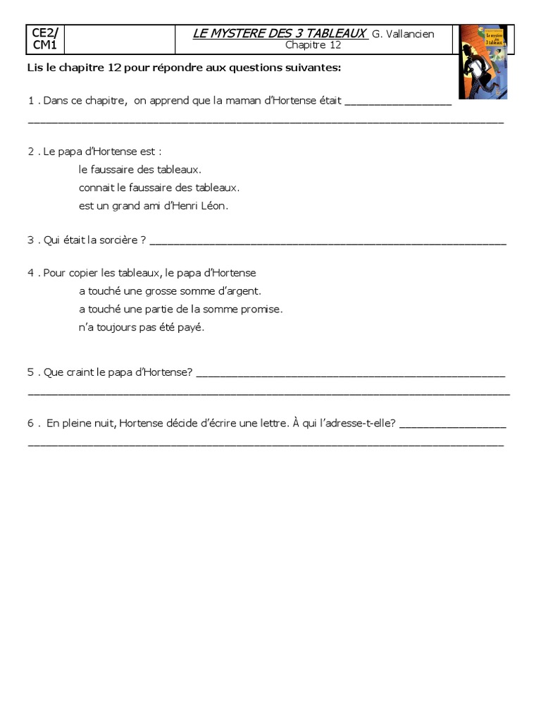 Le Mystere Des 3 Tableaux Chapitre12 Et 13 | PDF