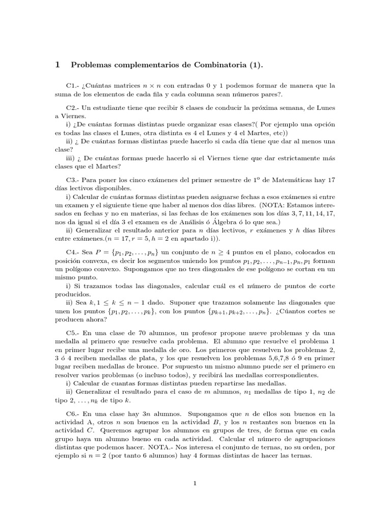 Problemas Complementarios 1 | PDF