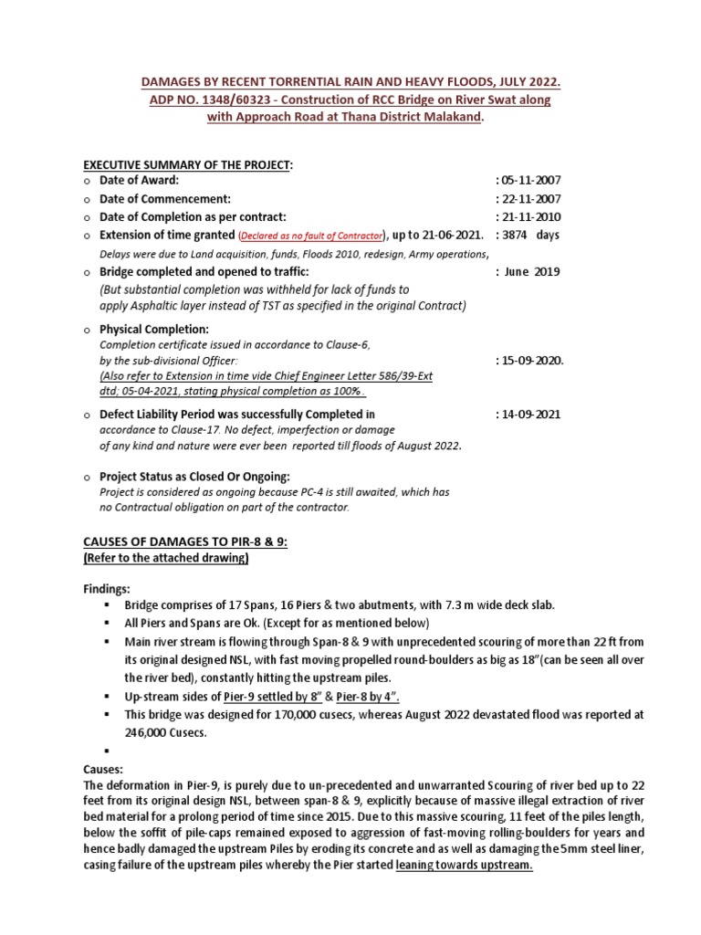 Thana Bypass Bridge Flood Danages Report | PDF