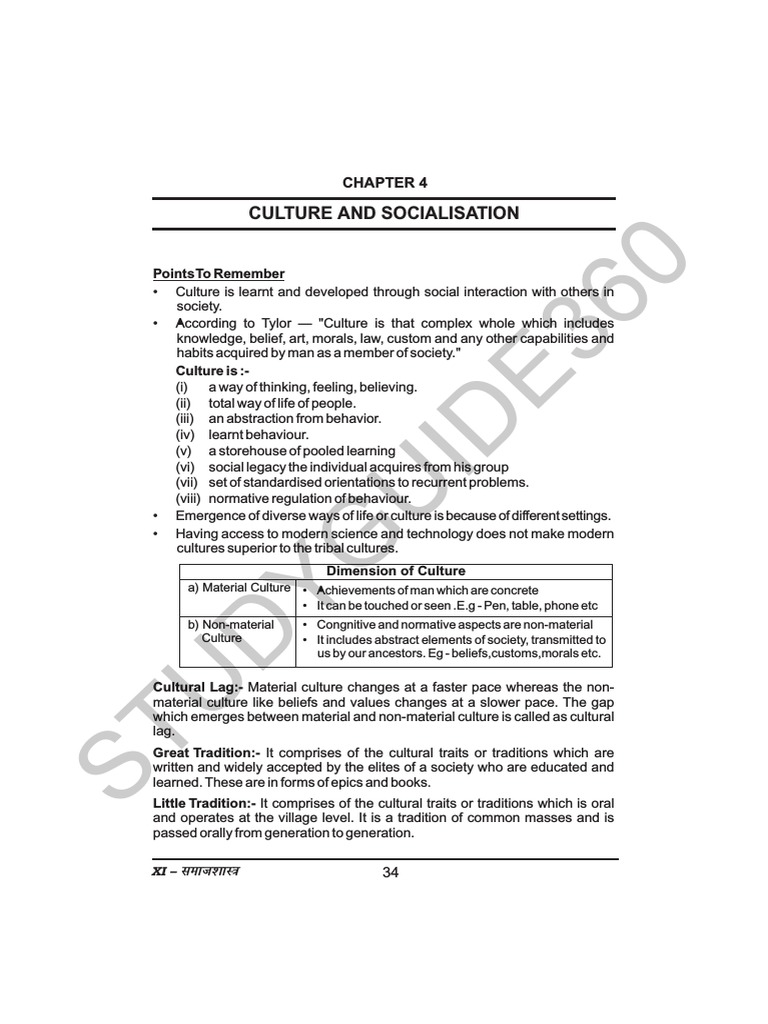 Class 11 Sociology Notes Chapter 4 Studyguide360 | PDF | Socialization ...