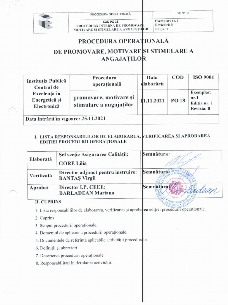 Po18-Procedura Model de Motivarea-Angajaților | PDF