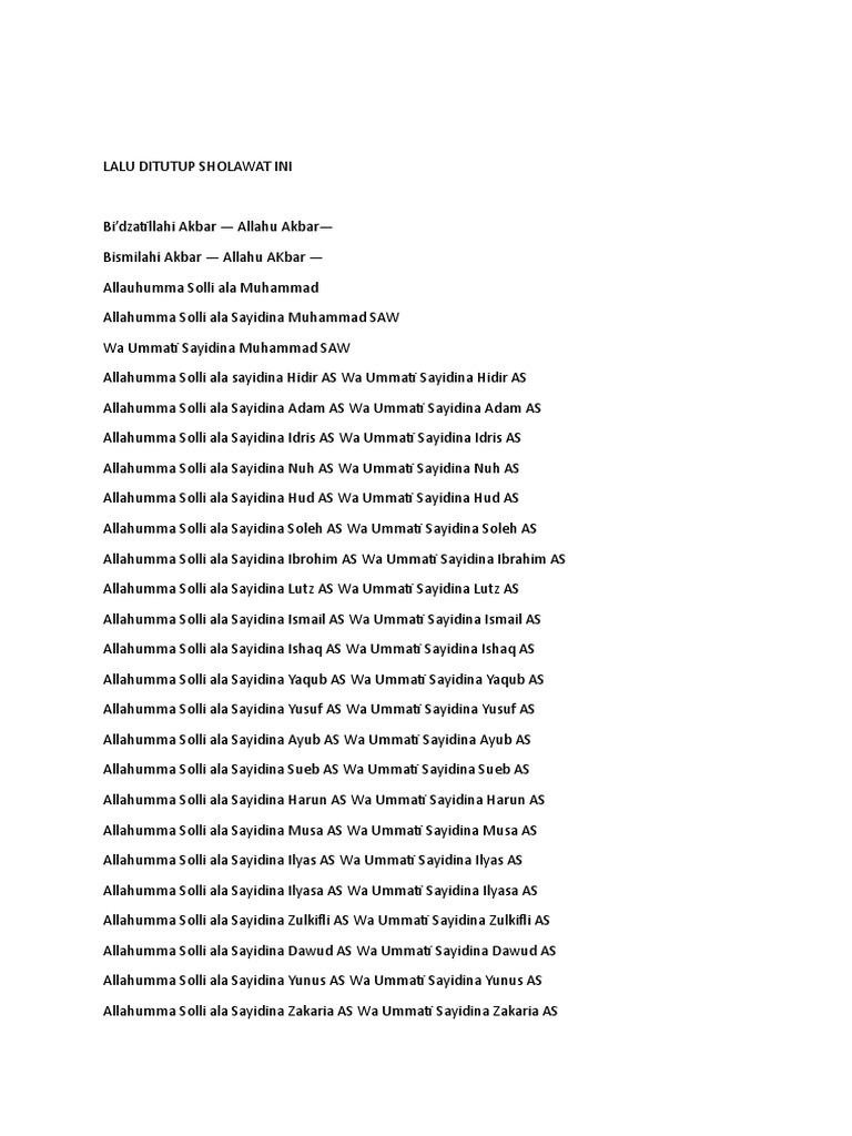 Lalu Ditutup Sholawat Ini | PDF