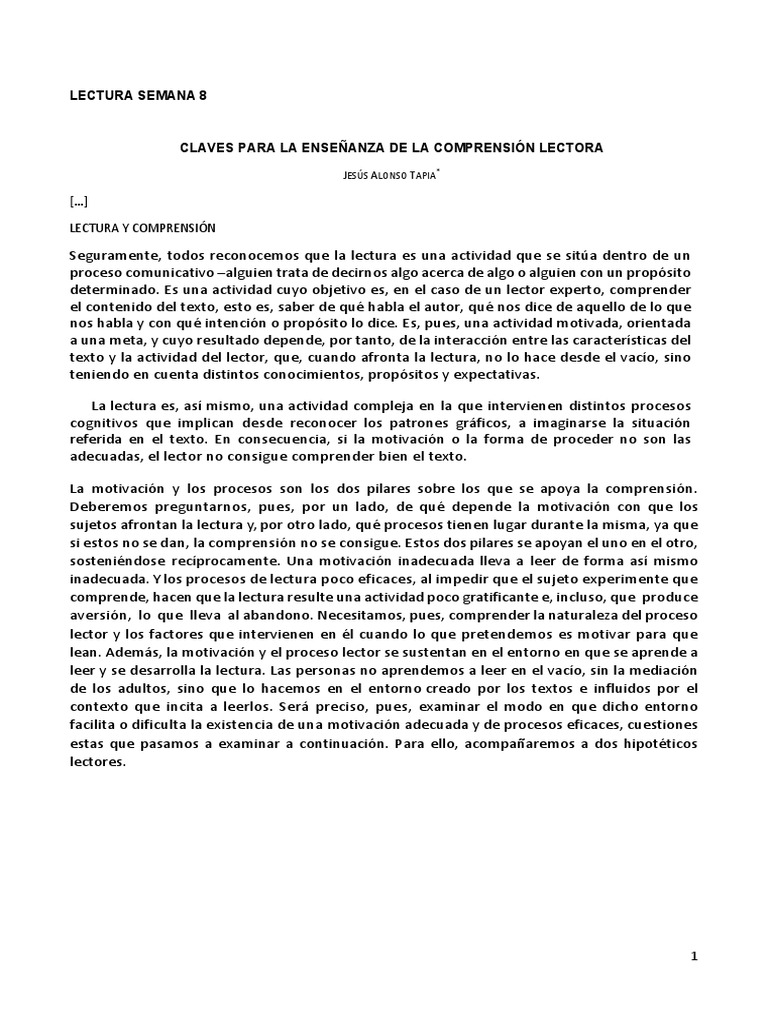 S8-Claves para La Enseñanza de La Comprensión Lectora | PDF ...