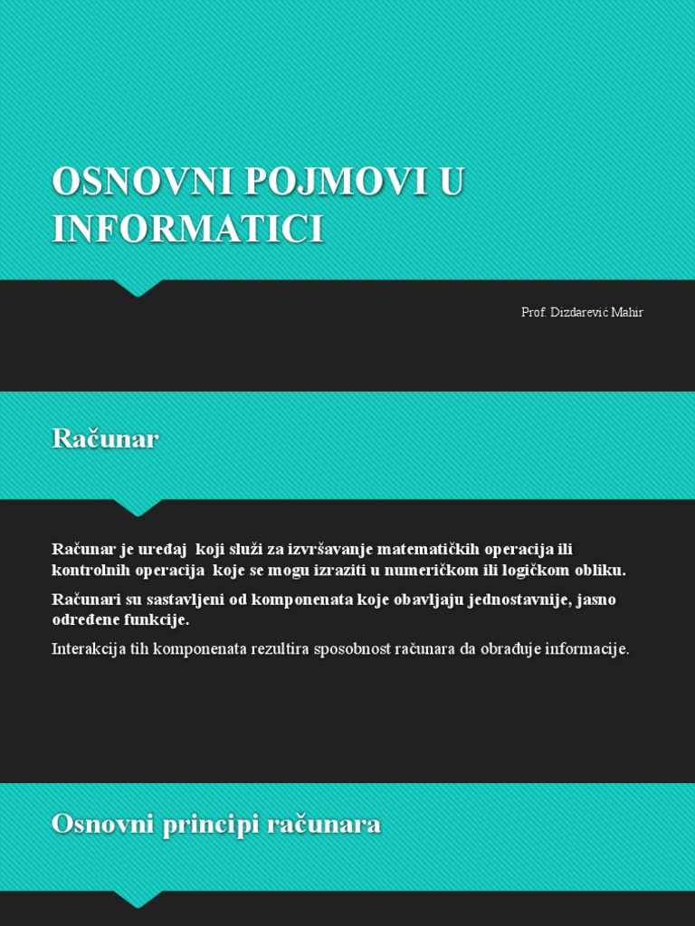 01 Osnovni Pojmovi U Informatici | PDF