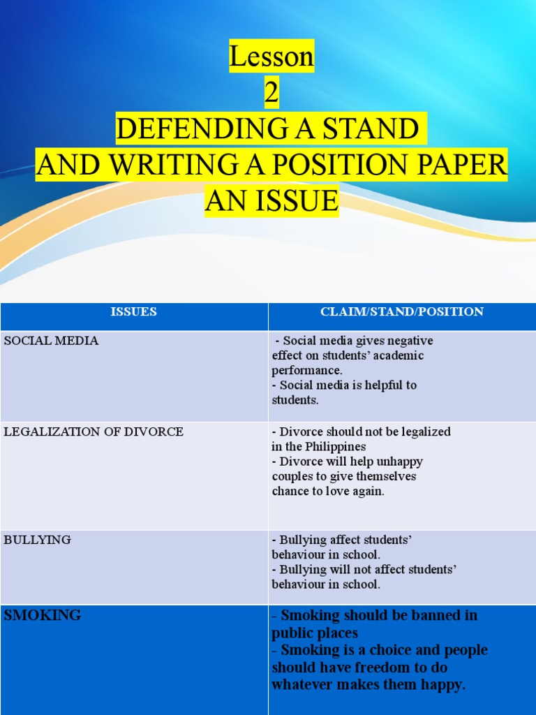 Lesson 2 Position Paper | PDF