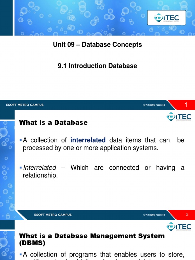 Unit 9.1 Introduction To Database | PDF | Art | Technology & Engineering