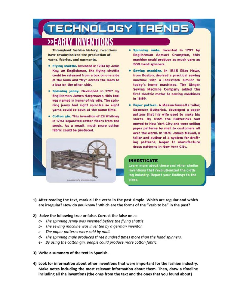 Past Simple Verbs and Inventions Quiz | PDF | History | Young Adult