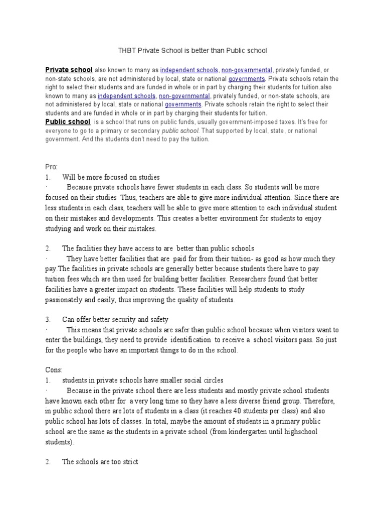 Private vs Public School: Key Differences | PDF | Career & Growth