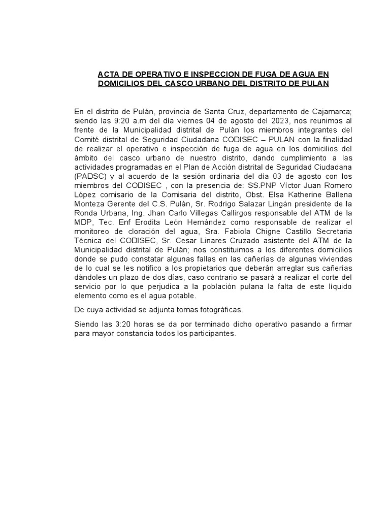 Acta Operativo Codisec | PDF