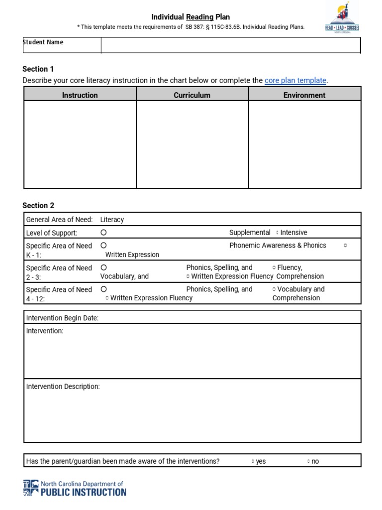 Individual Reading Plan (IRP) | PDF | Phonics | Cognition