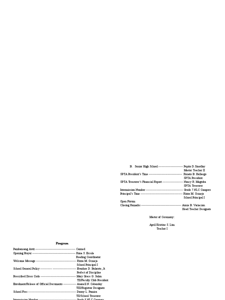 NLC Culminating Orientation | PDF