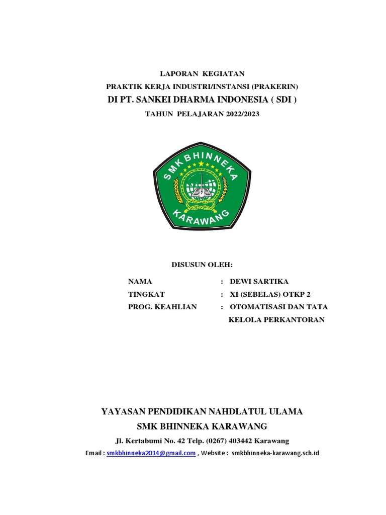 Kerangka Laporan PKL 2022-2023 Dewi Sartika | PDF | Karier & Perkembangan | Bisnis