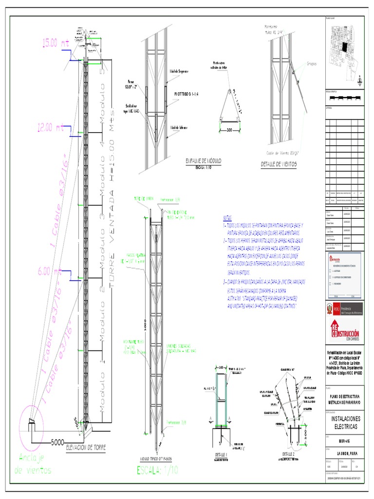 200049-plano de torre ventada | PDF | Materiales | Componentes eléctricos