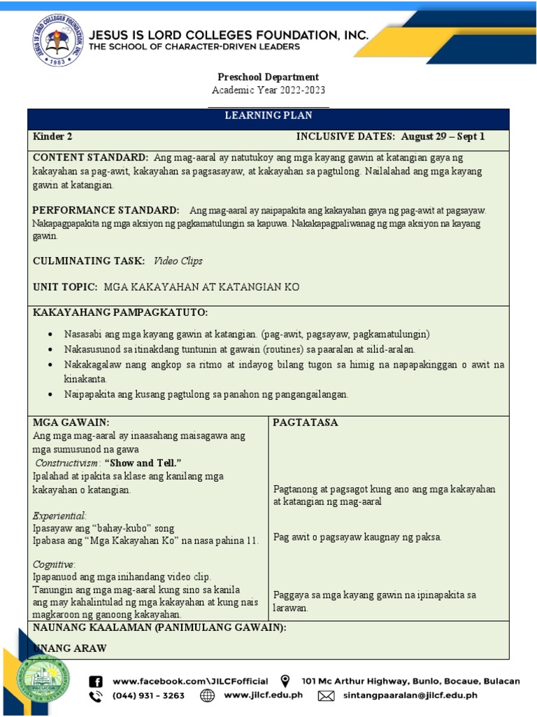Q1-LP-Week 1-Filipino 2 - 2023-2024 | PDF