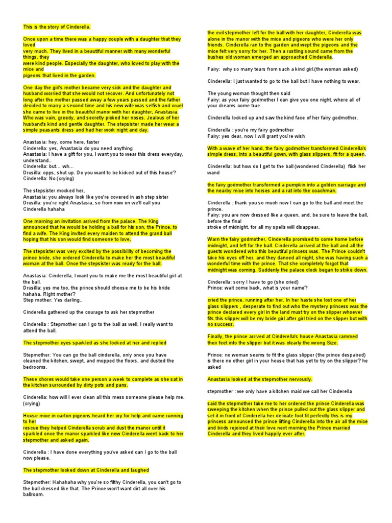 Story Of Cinderella Pdf Cinderella Fairy Tales