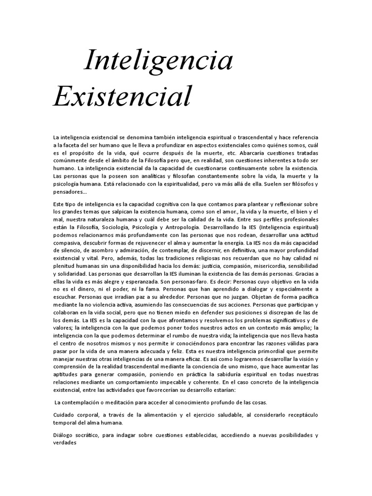 Inteligencia Existencial | PDF