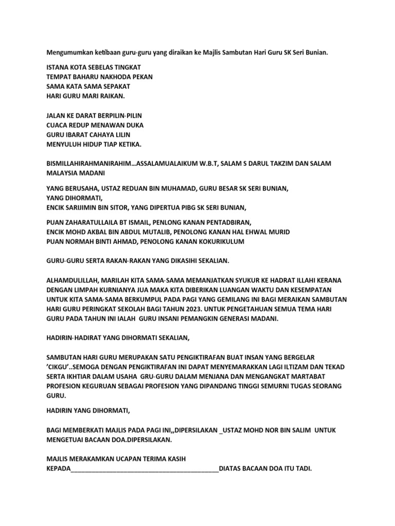 Teks Hari Guru | PDF